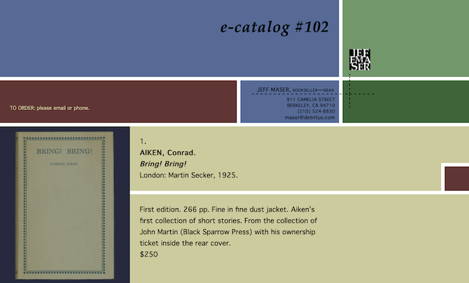 e-catalogs | JEFF MASER, Bookseller
